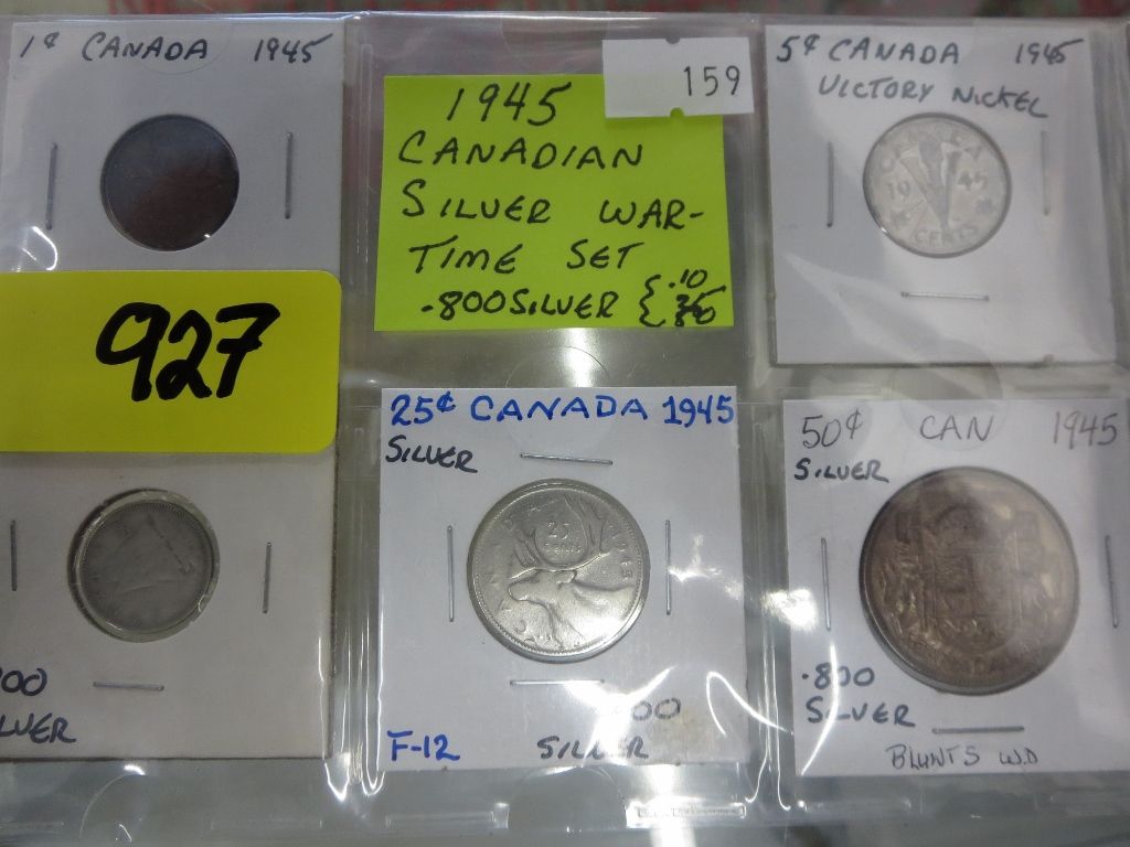 1945 CDN Wartime silver set - 5 coins