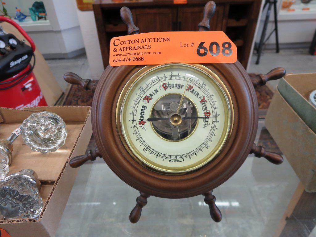 Table top ship wheel barometer