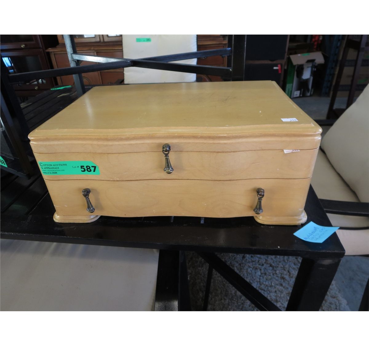 Large wood silverware chest