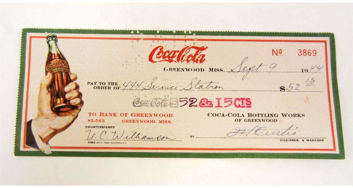 1944 COCA-COLA COMPANY CHECK