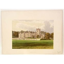 C. 1870S HAND COLORED LITHOGRAPH "UNDERLEY HALL"