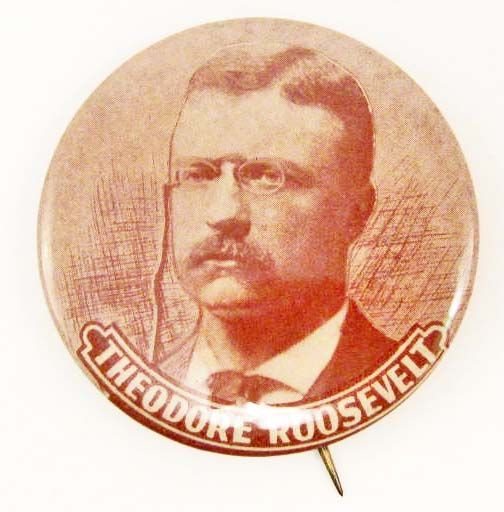 VINTAGE THEODORE TEDDY ROOSEVELT PRESIDENTIAL BUTTON