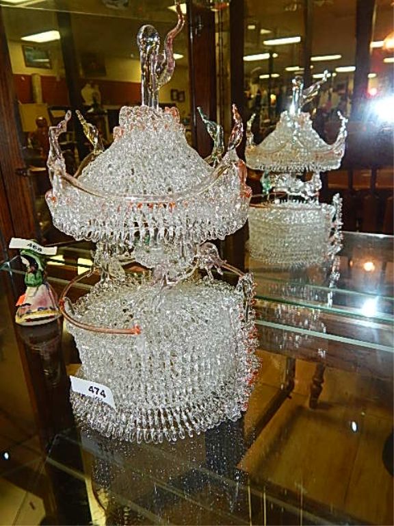 HAND BLOWN GLASS - SPINNING CAROUSEL ON GLASS BLOWN BASE - COLORED ...