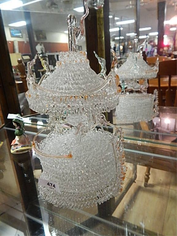 HAND BLOWN GLASS - SPINNING CAROUSEL ON GLASS BLOWN BASE - COLORED ...