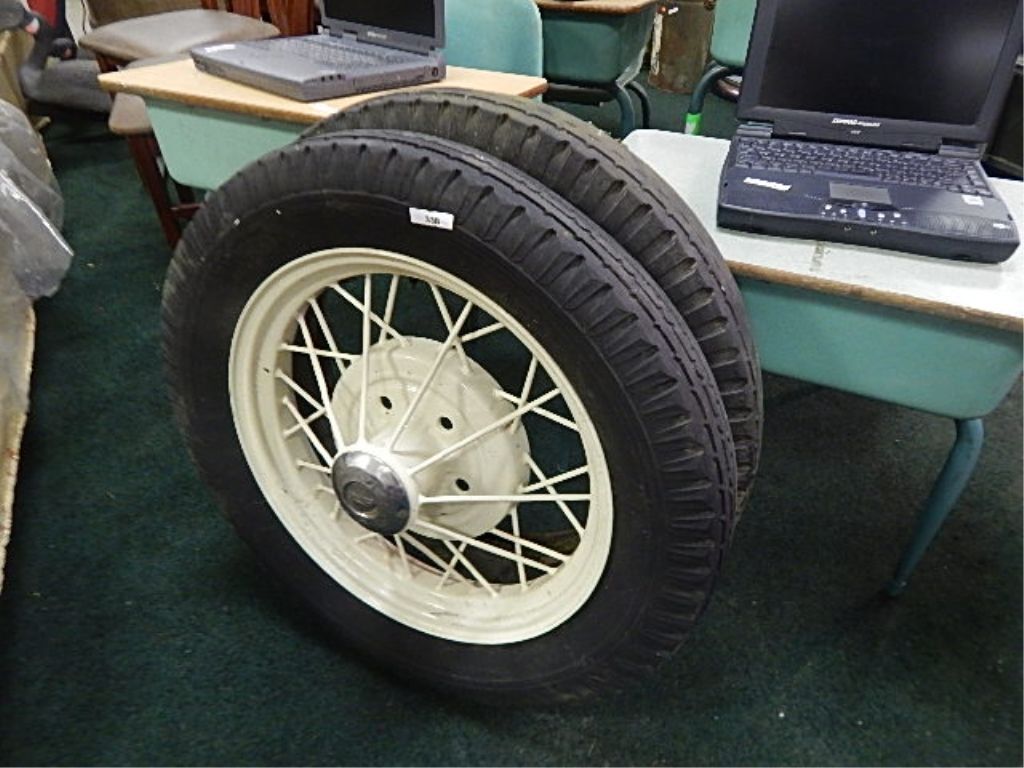 MODEL A TIRES - WITH 1 POWDER COATED RIM