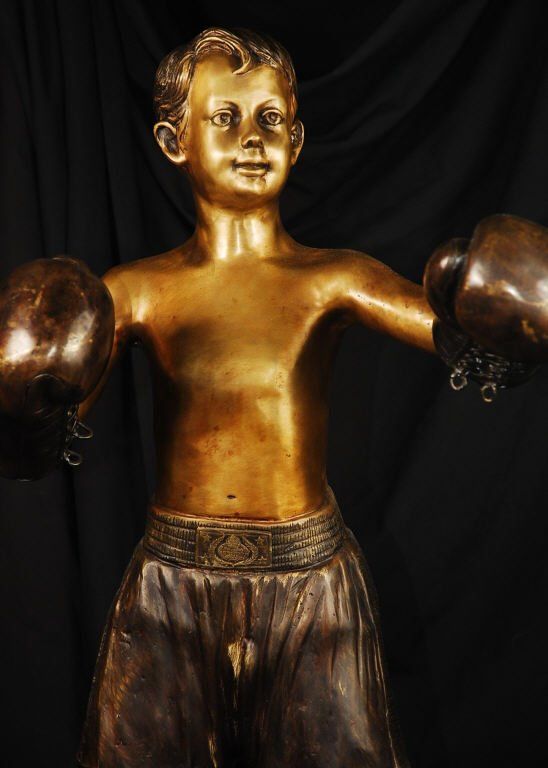 Boxing Boy Bronze Statue 42"