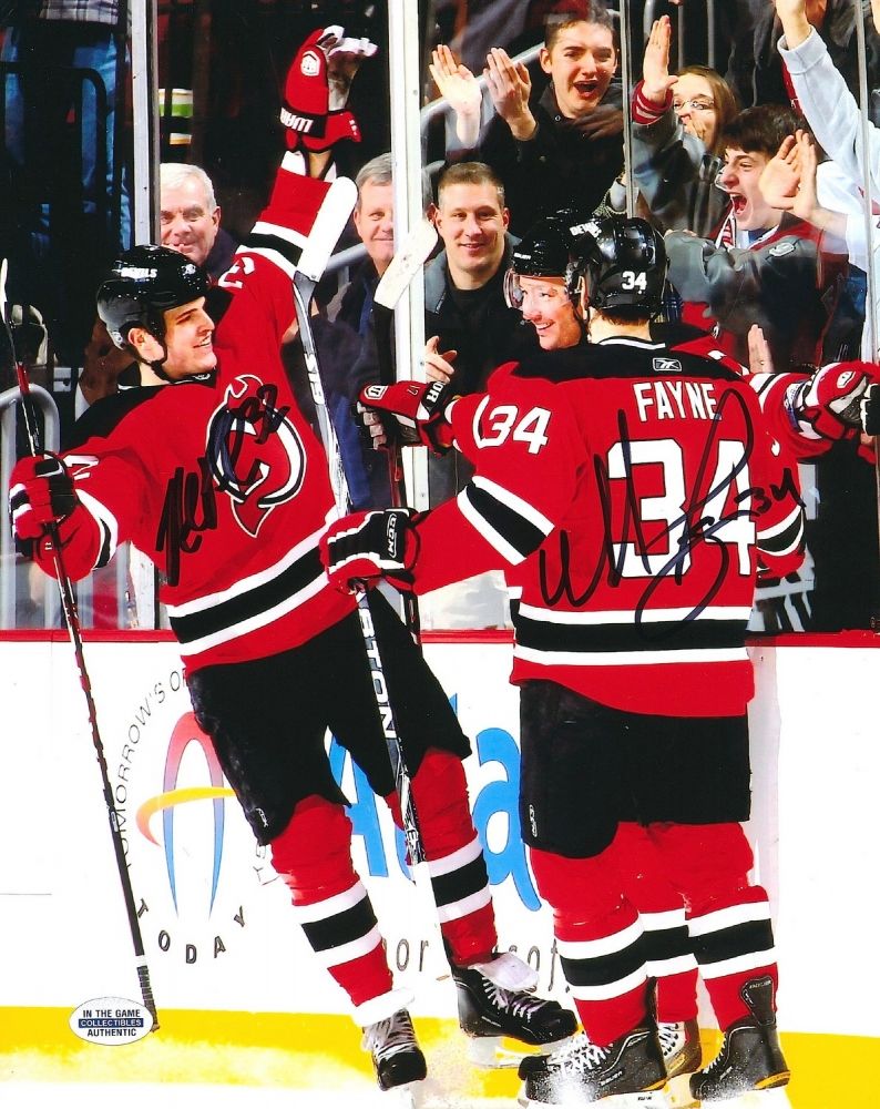 Nick Palmieri & Mark Fayne Signed Devils 8x10 Photo (In The Game)