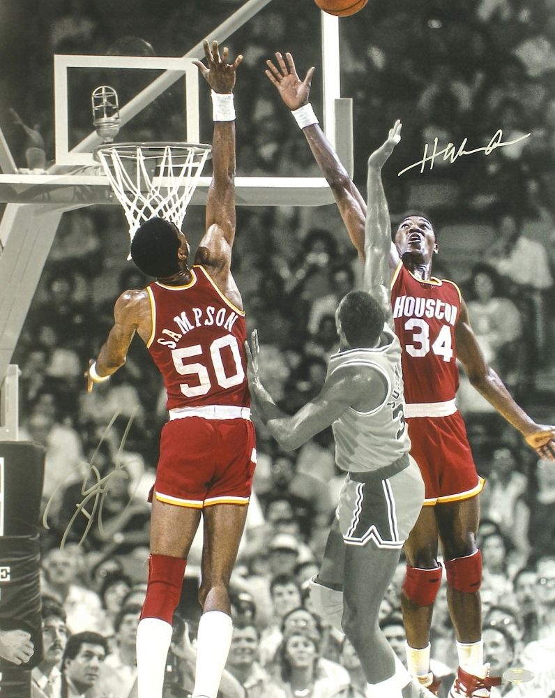 Hakeem Olajuwon & Ralph Sampson Signed Rockets "Twin Towers" 16x20 ...