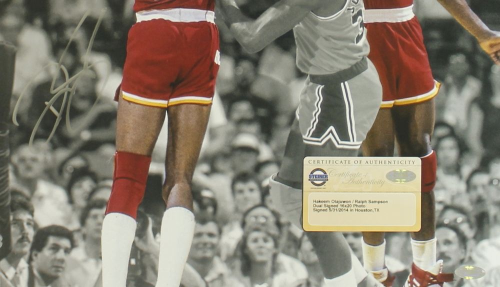 Hakeem Olajuwon & Ralph Sampson Signed Rockets "Twin Towers" 16x20 ...