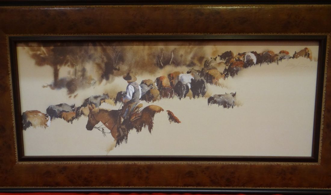 William Mathews, Heading up French Glen, print, 40" x 21", framed