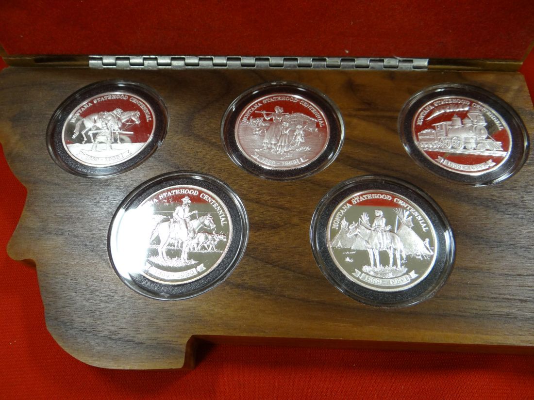 Montana Centennial print & coins set, 1 troy oz. .9999 pure silver