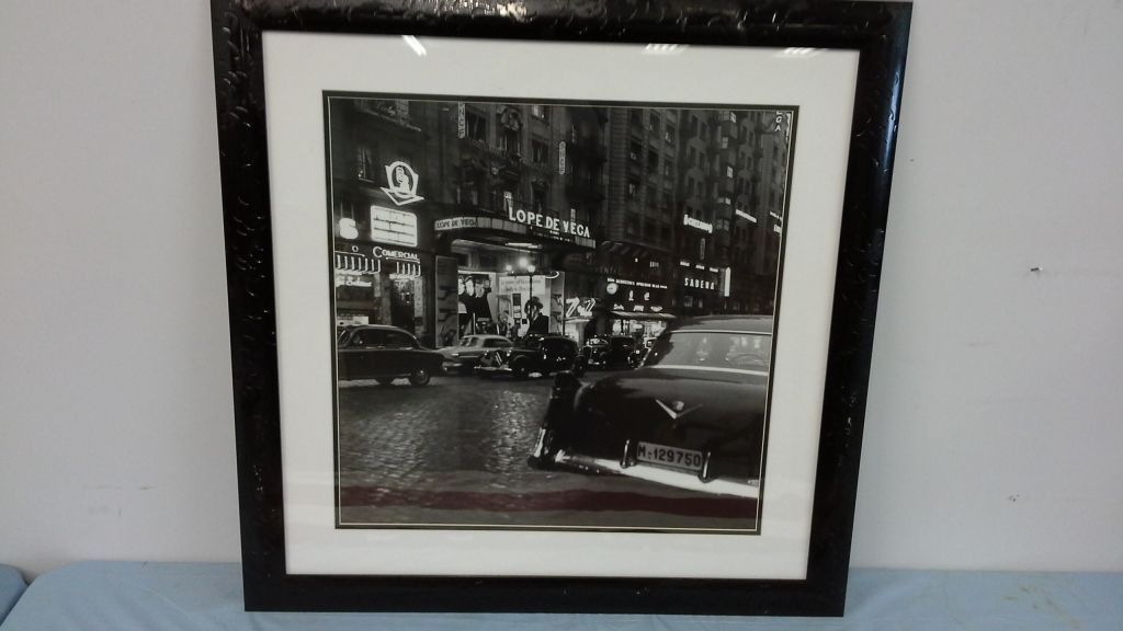 Large Framed City Scene Print (34" X 34.5")