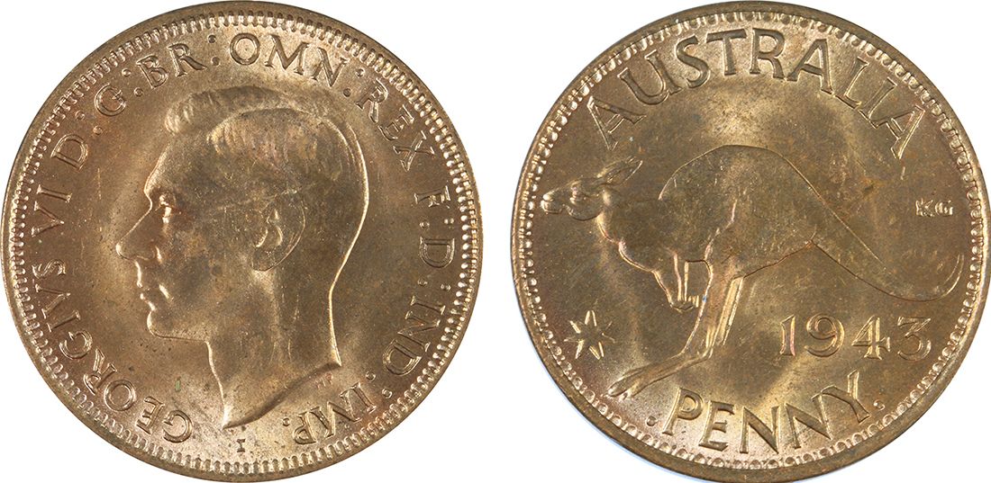 1943 (P) Australian KGVI Penny - Choice Uncirculated