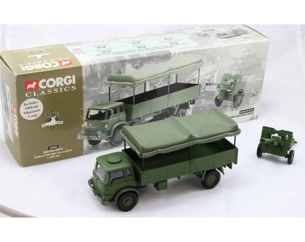 Corgi Classics British Army Bedford MK High Canvas Back + 25lb Gun - No ...