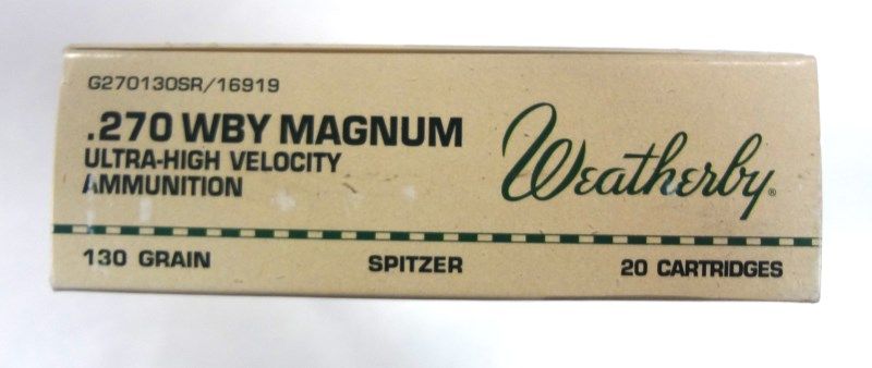 1 Box of Weatherby .270 WBY Magnum Ultra-High Velocity Ammunition.