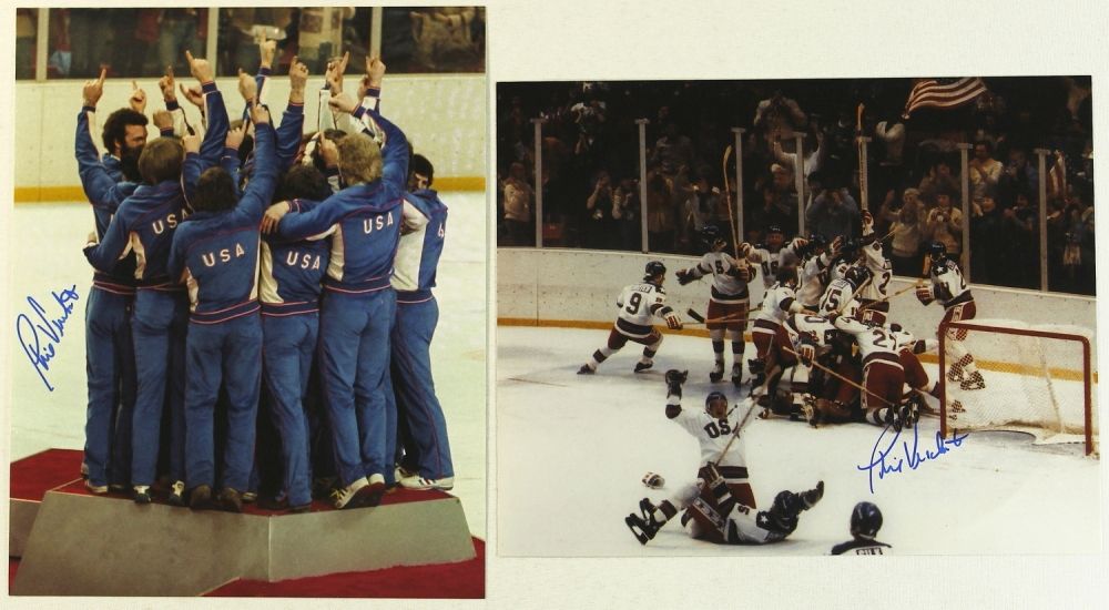 Lot of (2) Phil Verchota Signed Team USA 8x10 Photos (PA LOA)