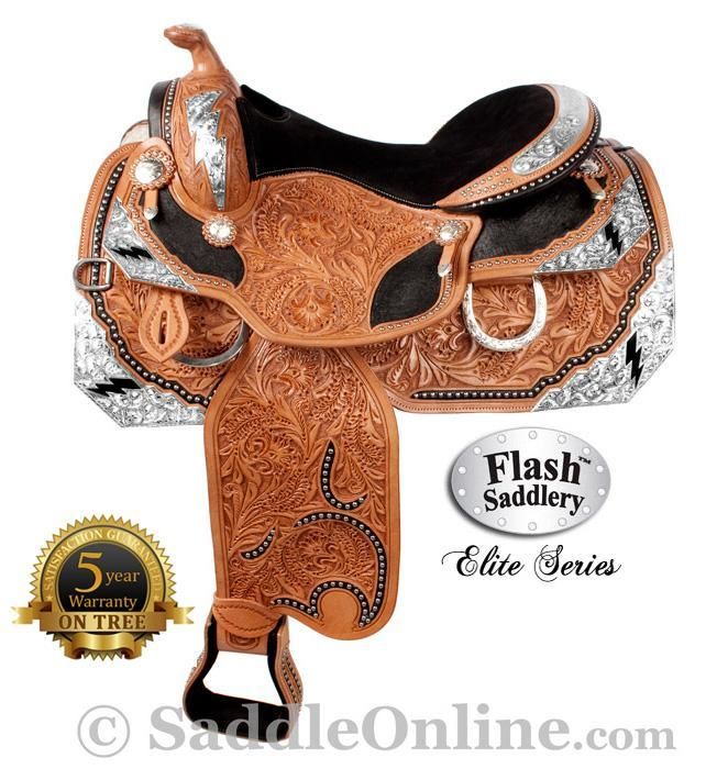 Western Horse Lightning Bolt Show Saddle by Flash [8048]