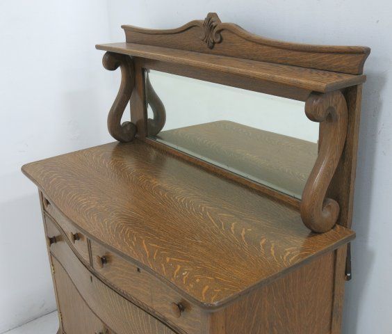 Victorian oak dresser with mirror