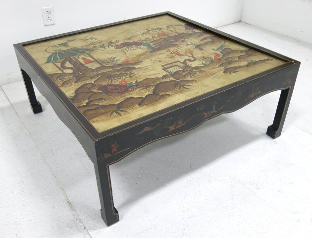 Asian style paint decorated coffee table