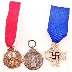 LOT OF 3 GERMAN NAZI MEDALS 2 COME WITH RIBBONS