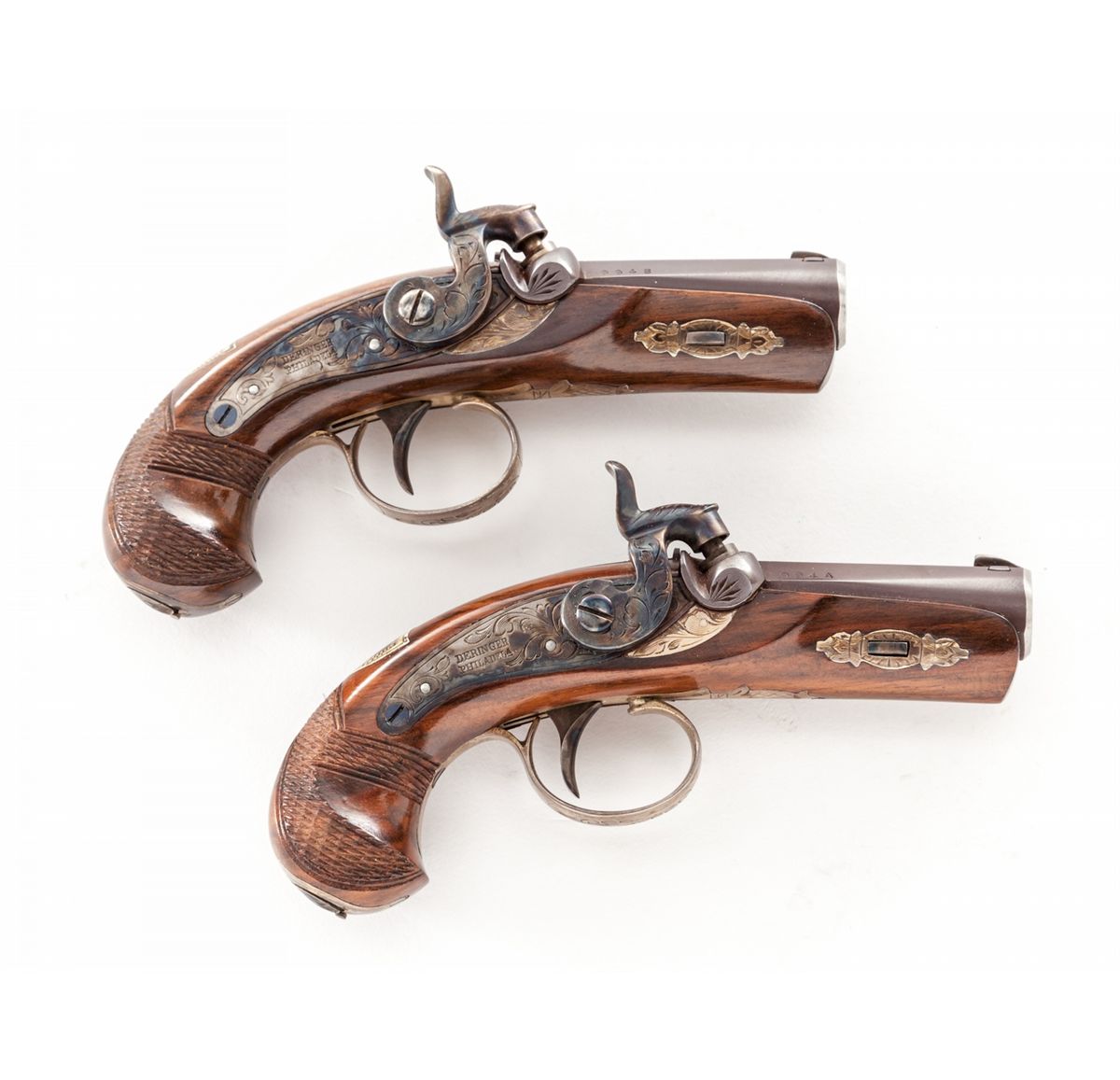 Silver-Mounted Henry Deringer Comm. Pistol Set