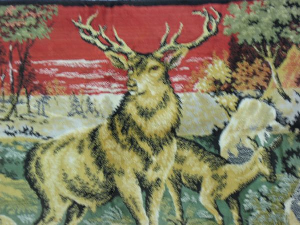Estate Vintage Velvet German Stag Tapestry