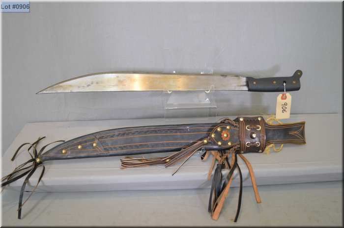 Brazilian Machete w/20" blade Maker Tramontina Brazil, w/ornate leather ...