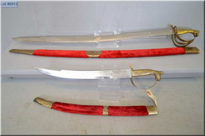 Lot of Two Items : Indian Sabre w/ornate design on 30" blade, brass ...