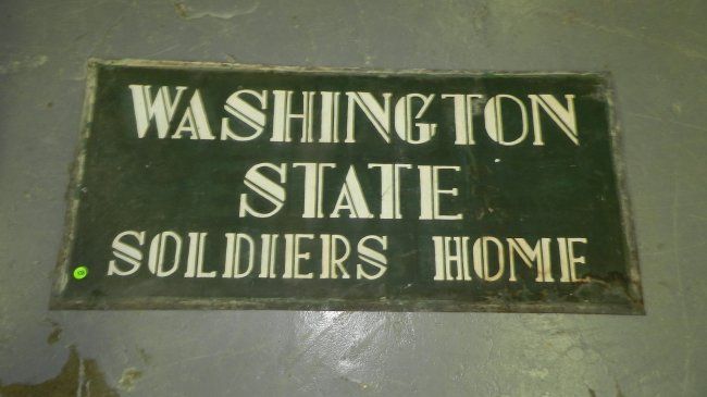 antique Washington State Soldiers Home tin painted sign