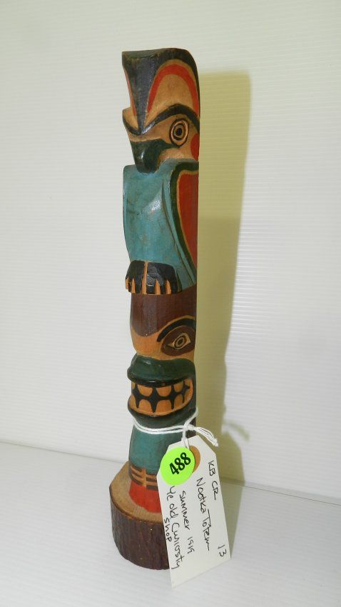 Antique original Native American carved Nootka totem