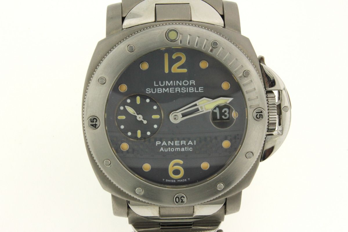 WATCH: [1] Men's titanium Panerai Luminor Submersible wristwatch; 43 ...