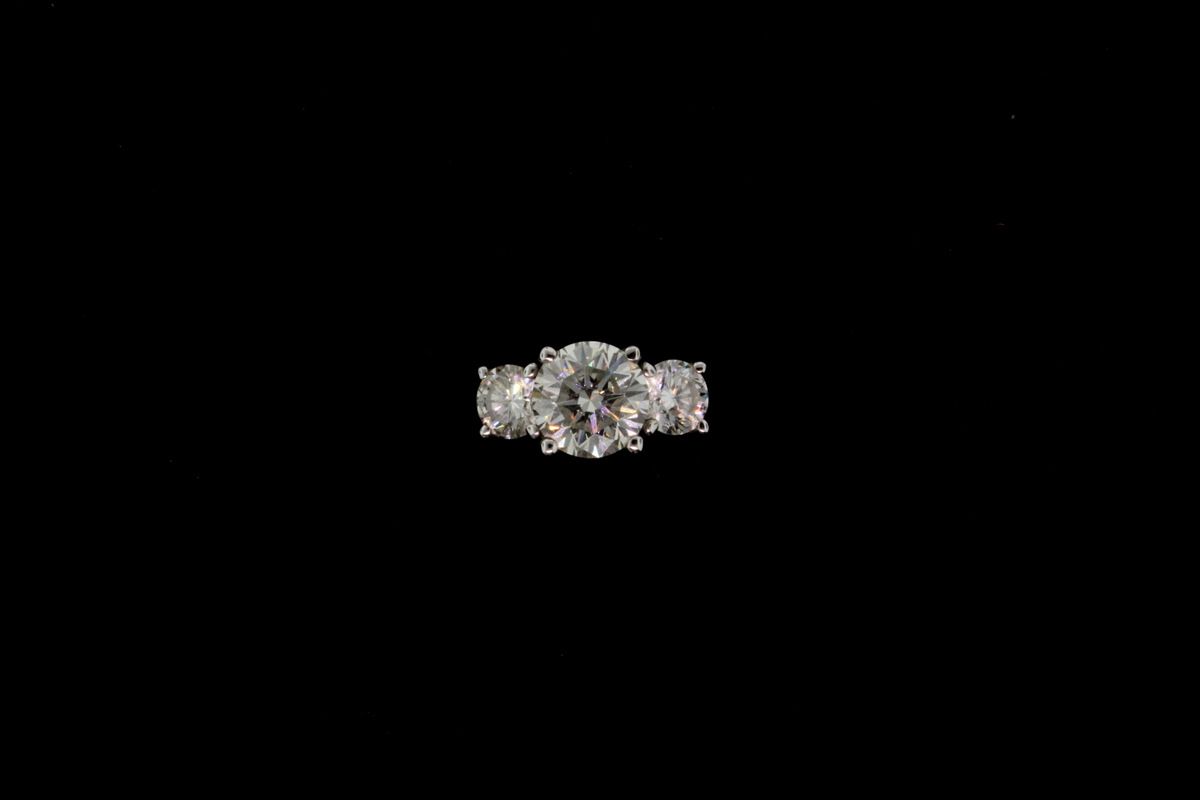 RING: [1] Ladies diamond and platinum (stamped) three stone engagement ...