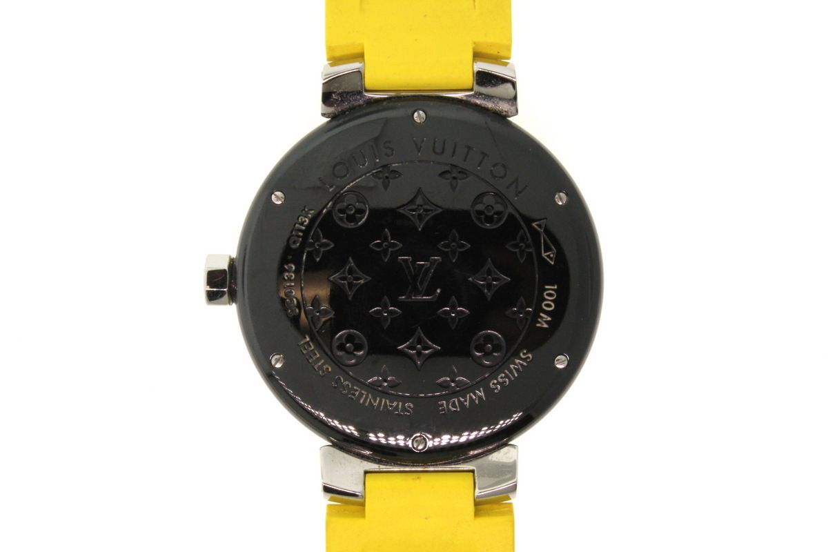 WATCH: [1] Men's St. Steel Louis Vuitton Tambour 100M watch; black face ...