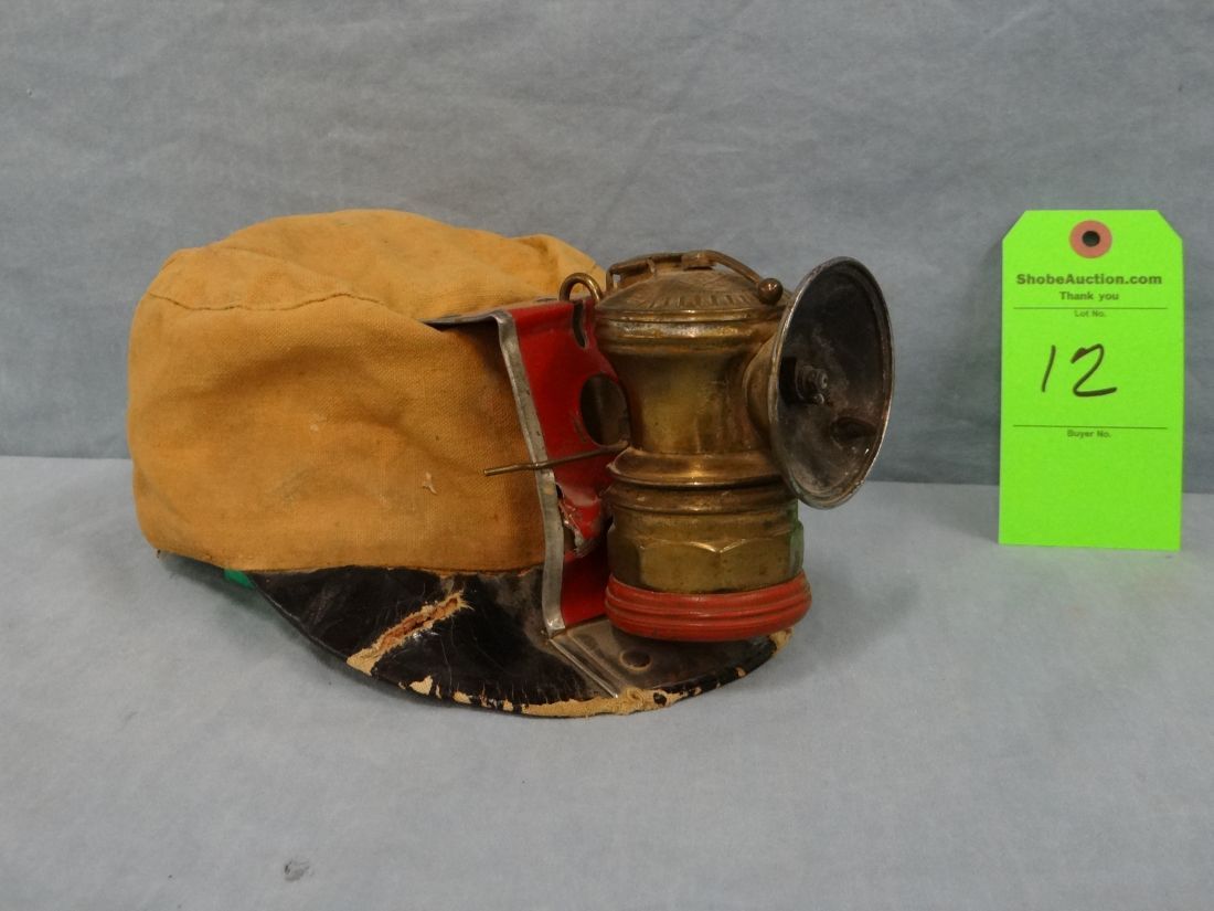 Miner's cap w/Autolite carbide lamp, excellent cond.