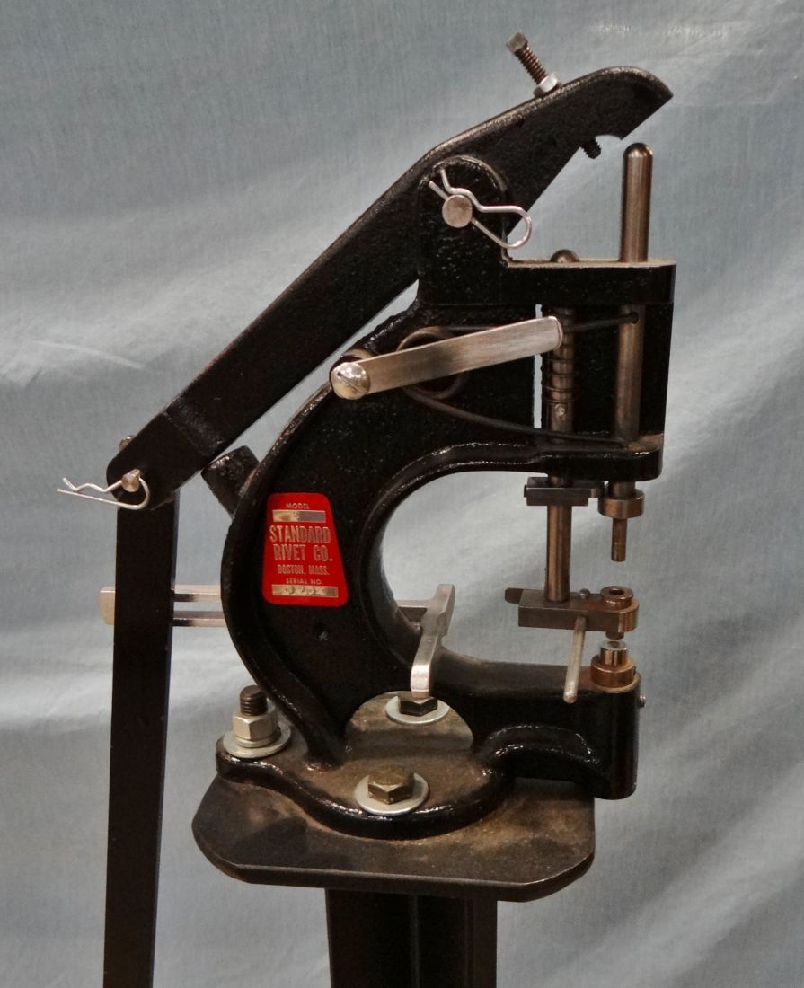 Standard Rivet Co. Model 2 rivet setter, on stand w/ foot pedal