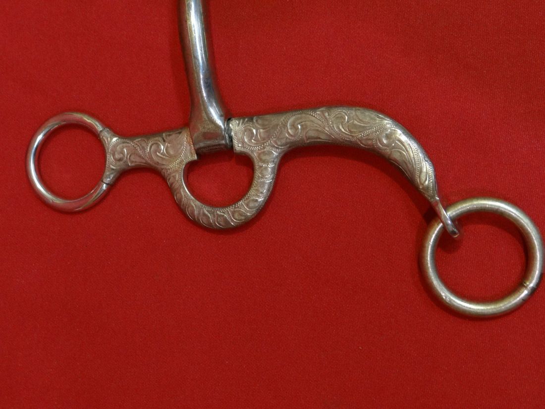 E. Garcia Argentine snaffle bit, silver mtd., marked