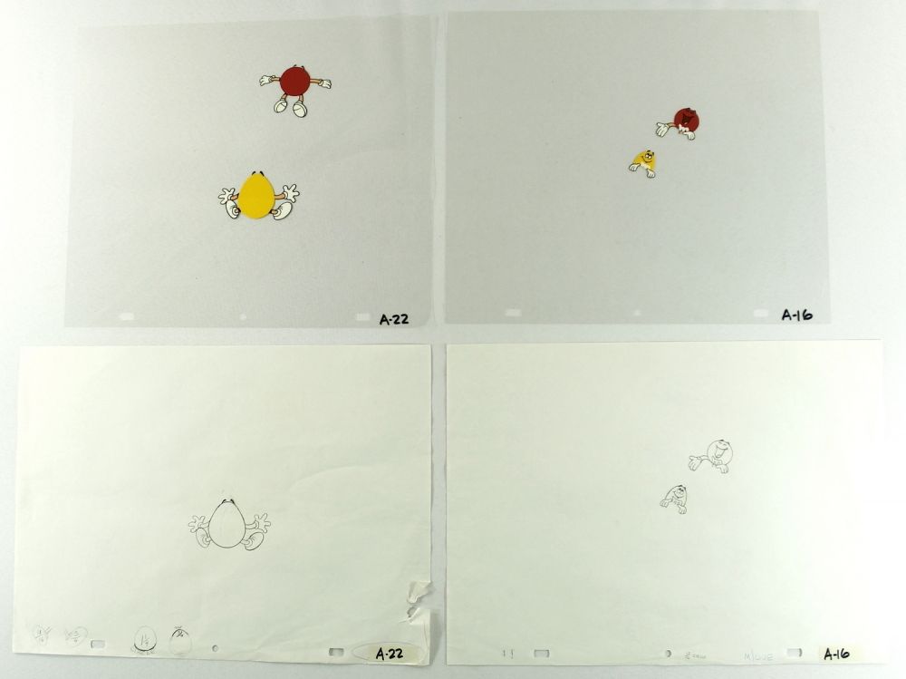 Lot of (5) M & M Animation Production Drawing & Hand Painted Cel Sets