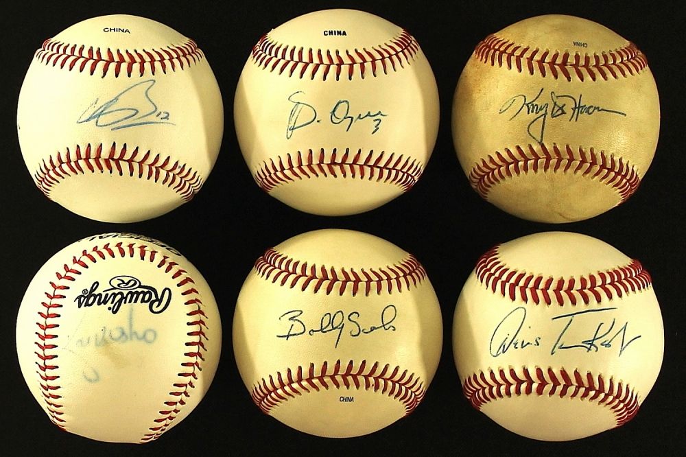 Lot of (6) Signed Baseballs with Dennis Tankersley, Bobby Scales ...