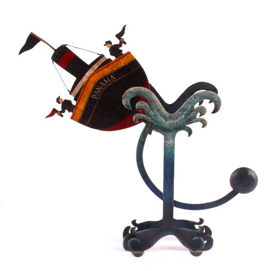 Folk Art Rocking Boat Pendulum Sculpture This is a