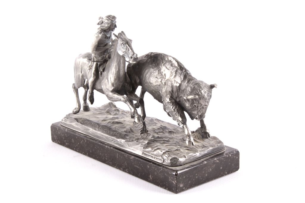 Buffalo Hunt Pewter Sculpture Philip Kraczkowski T