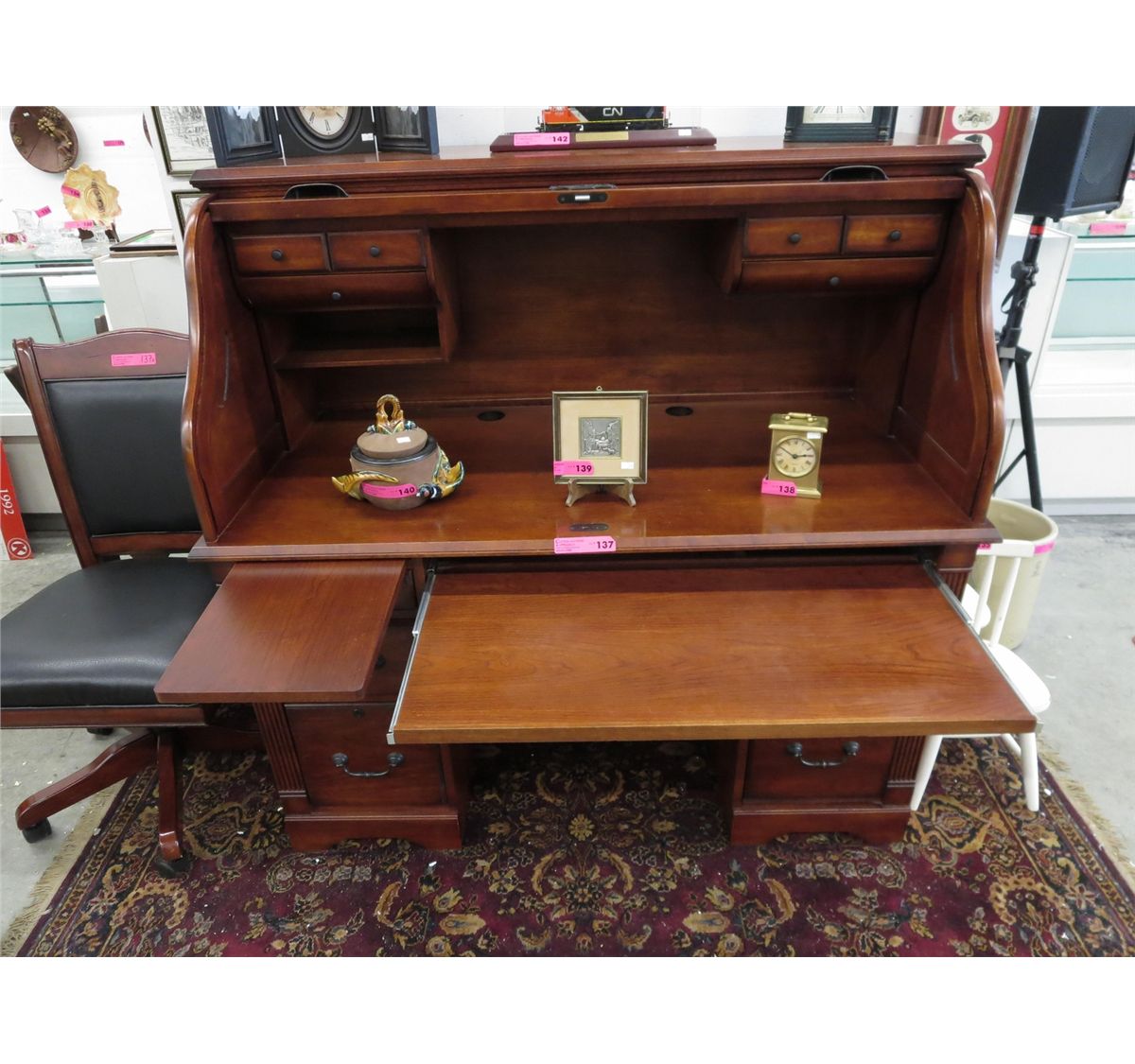 "Winners Only" solid roll top computer desk