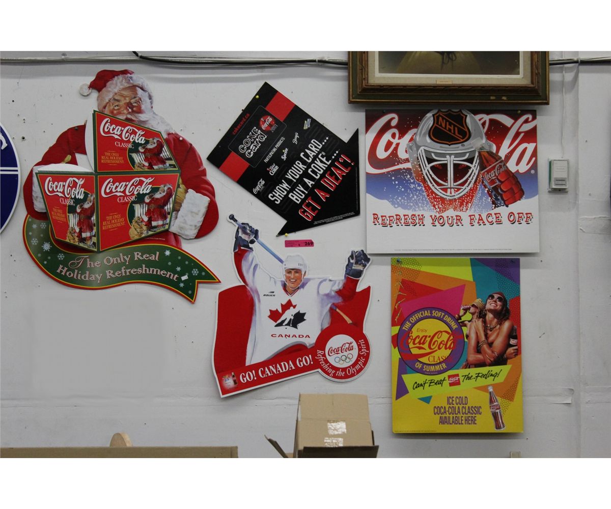 5 Cardboard Coca-Cola signs