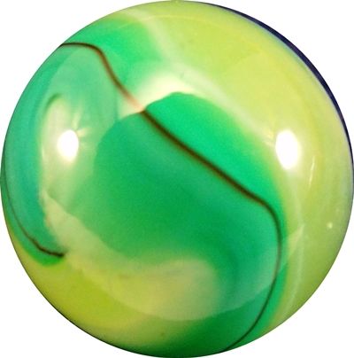 Marbles: Lot 77. AKRO AGATE COMPANY, Limeade Oxblood. 21/32". Mint (9.9).