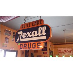Antique Quill Lake Rexall Drugs sign