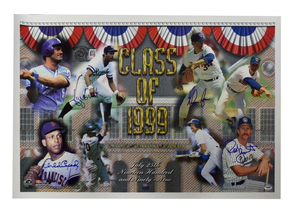 Hall of Fame Class of 1999 24x35 Poster Signed by (4) with Nolan Ryan ...