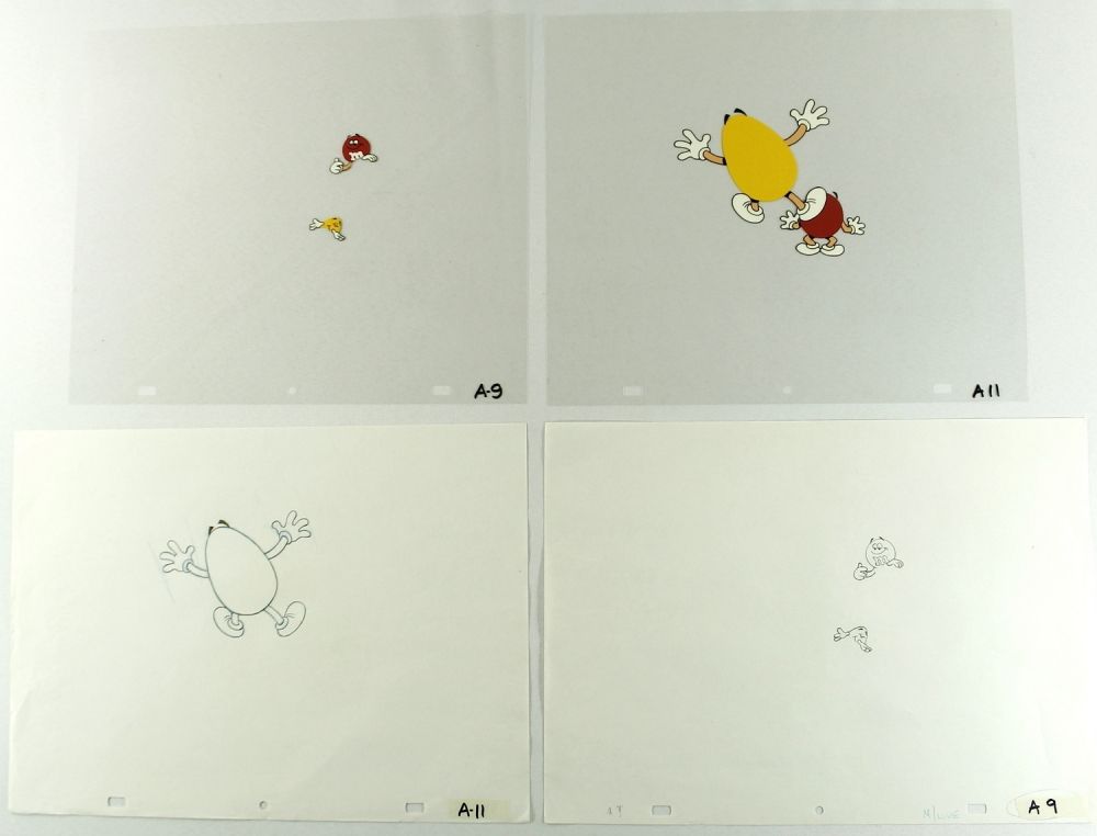 Lot of (5) M & M Animation Production Drawing & Hand Painted Cel Sets