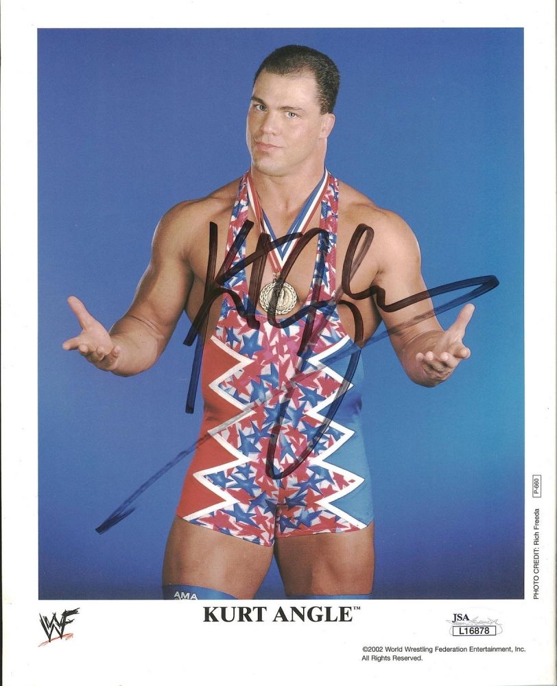 Kurt Angle Signed WWF 8x10 Photo (JSA COA)