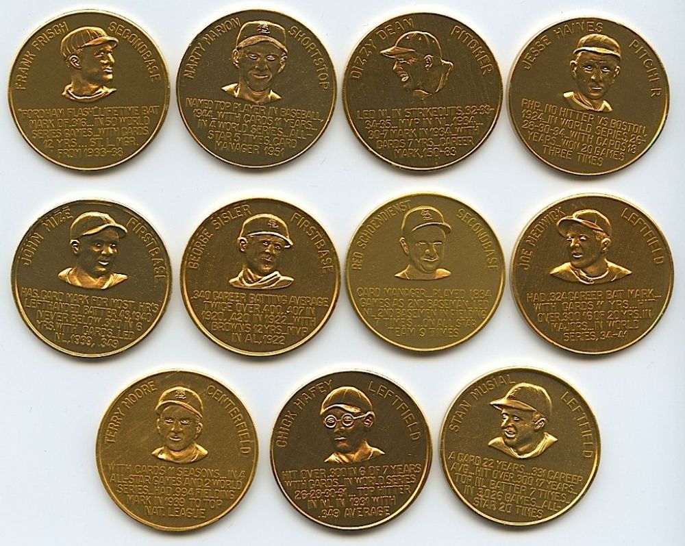 Lot of (11) 1966 Cardinals Busch Stadium Baseball Immortals Coins with ...