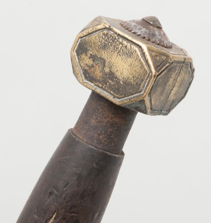 Antique Chinese battle mace with brass mounted over iron shaft and ...