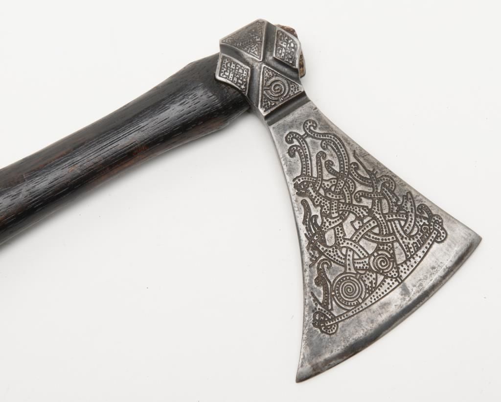 Nineteenth Century etched and decorated Celtic axe; Museum quality! Est ...